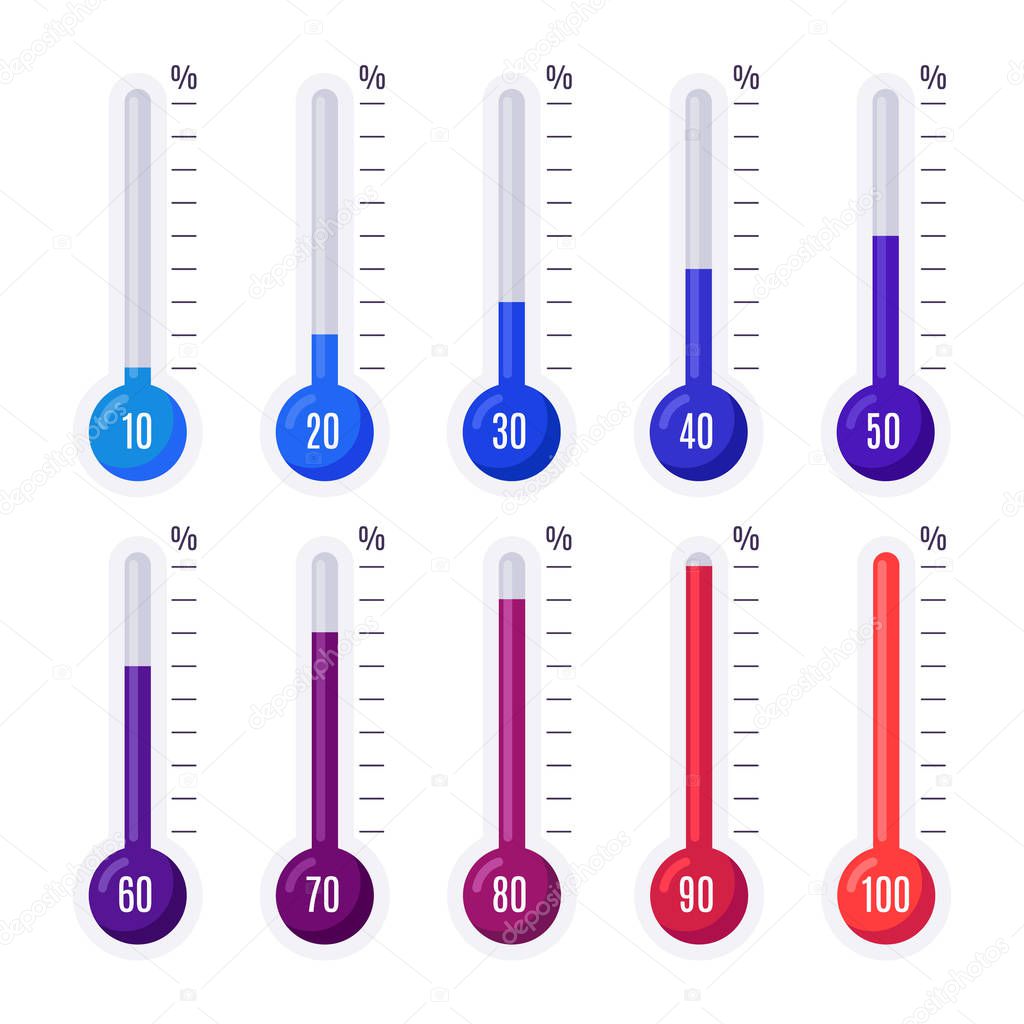 Termómetros con diferentes temperaturas. Termómetro infográfico de ...