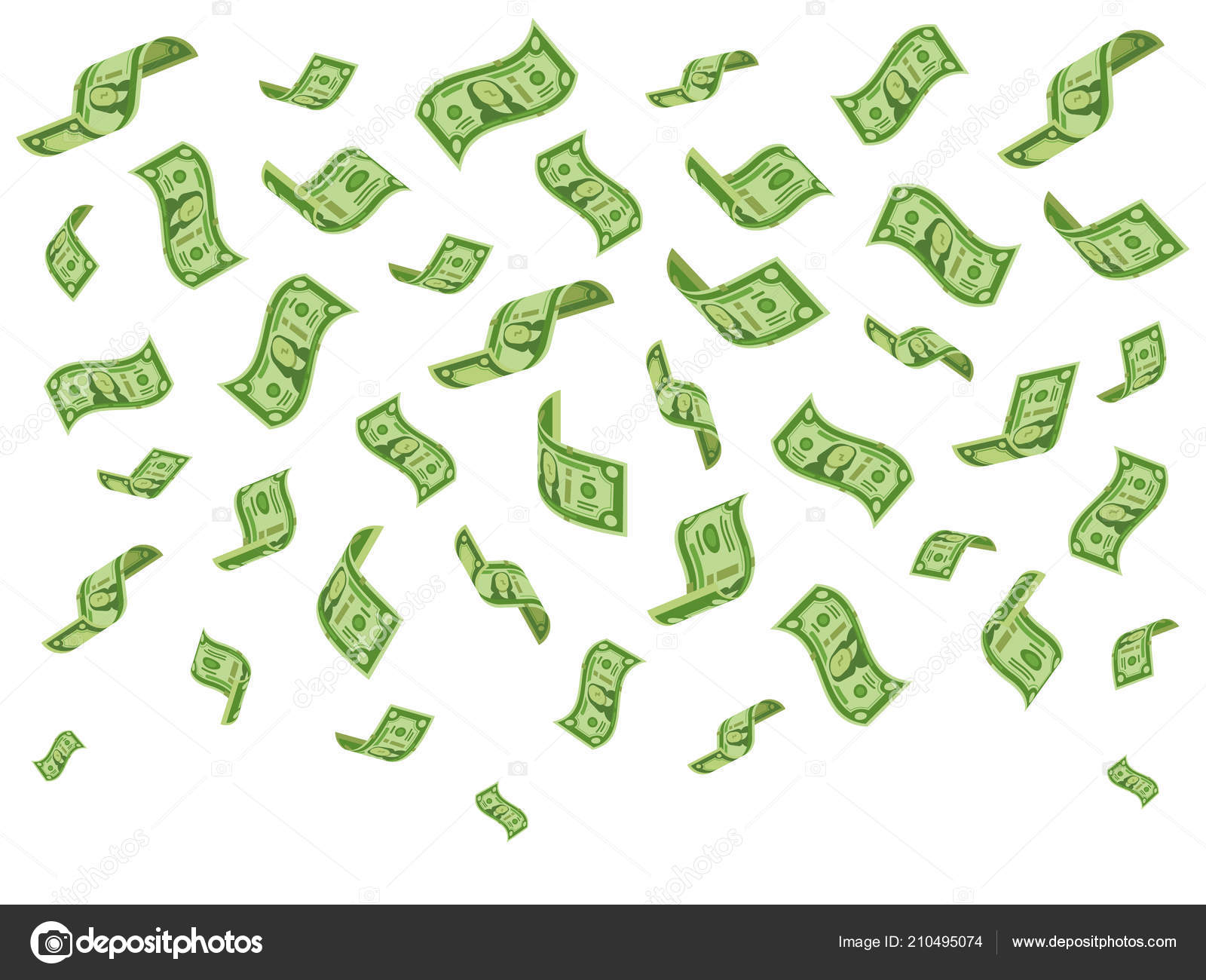 Falling banknotes. Wealth money denominations rain, falling dollar ...