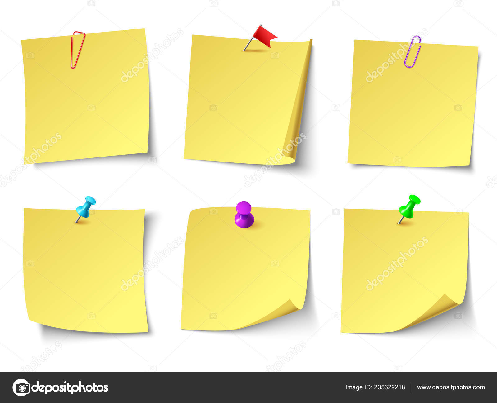 Yellow paper notes. Top view note sticker vector set Stock Vector Image ... Yellow paper notes. Top view note sticker vector set Stock Vector Image ...