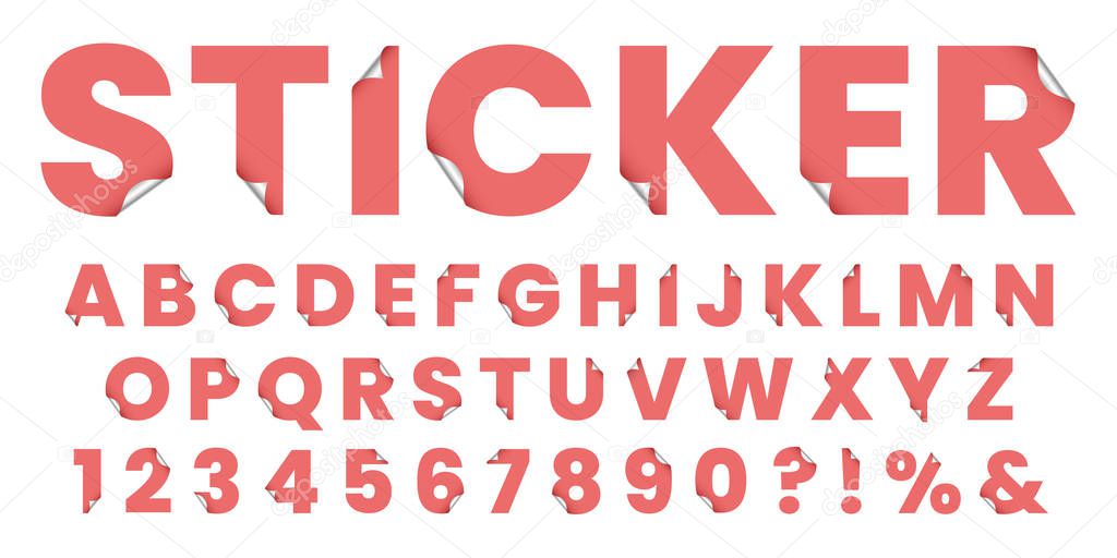 Sticker fuente. Letras de alfabeto de papel pegajoso, pegatinas de bloc ...