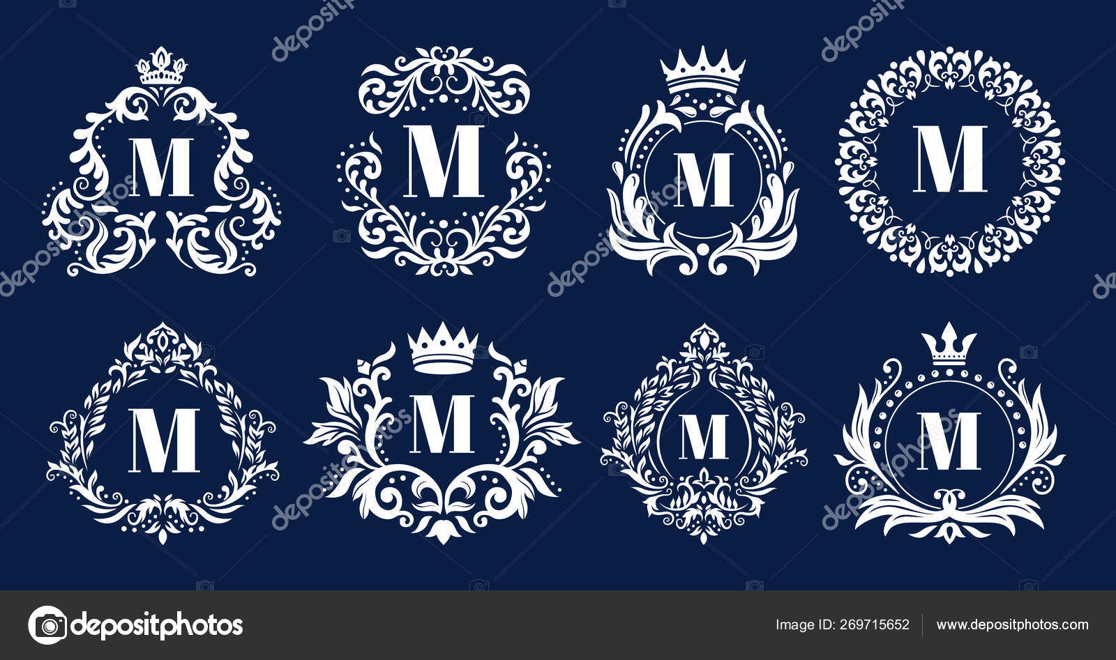 Luxury monogram frame. Ornamental monograms, heraldic initials logo ...