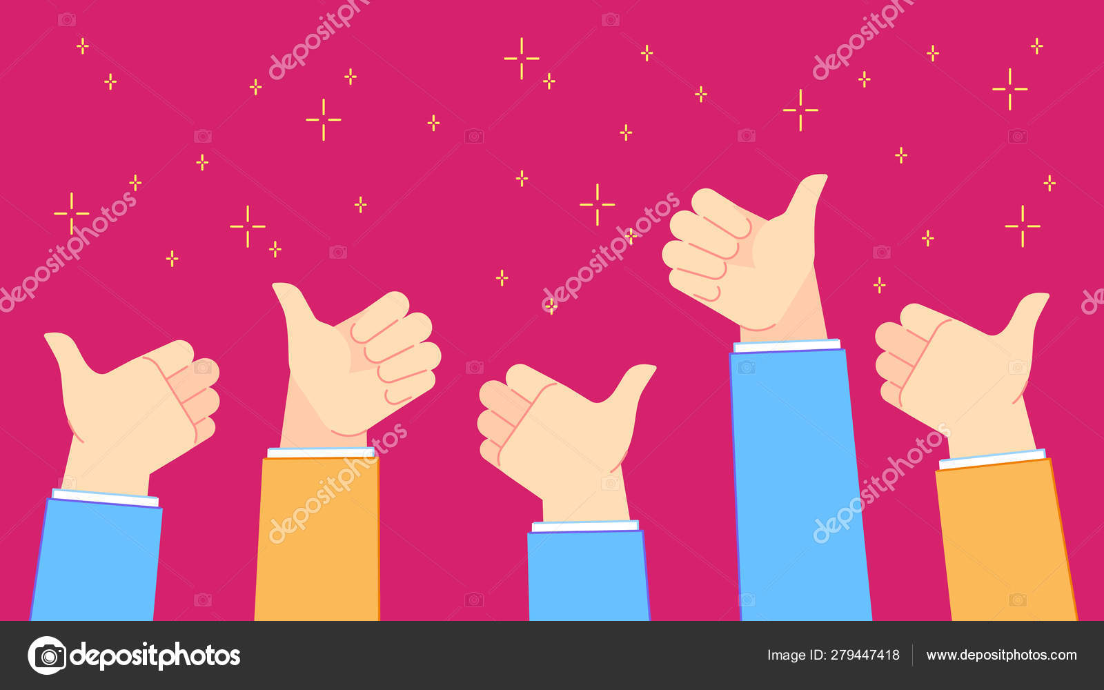 Image vectorielle Levez le pouce. Succès des employés de bureau avec ...