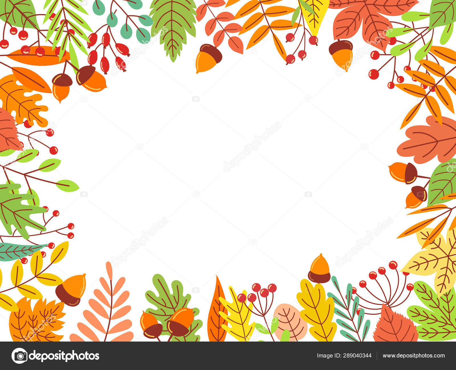 Autumn leaves frame. Fallen yellow leaf, september foliage and autumnal ...