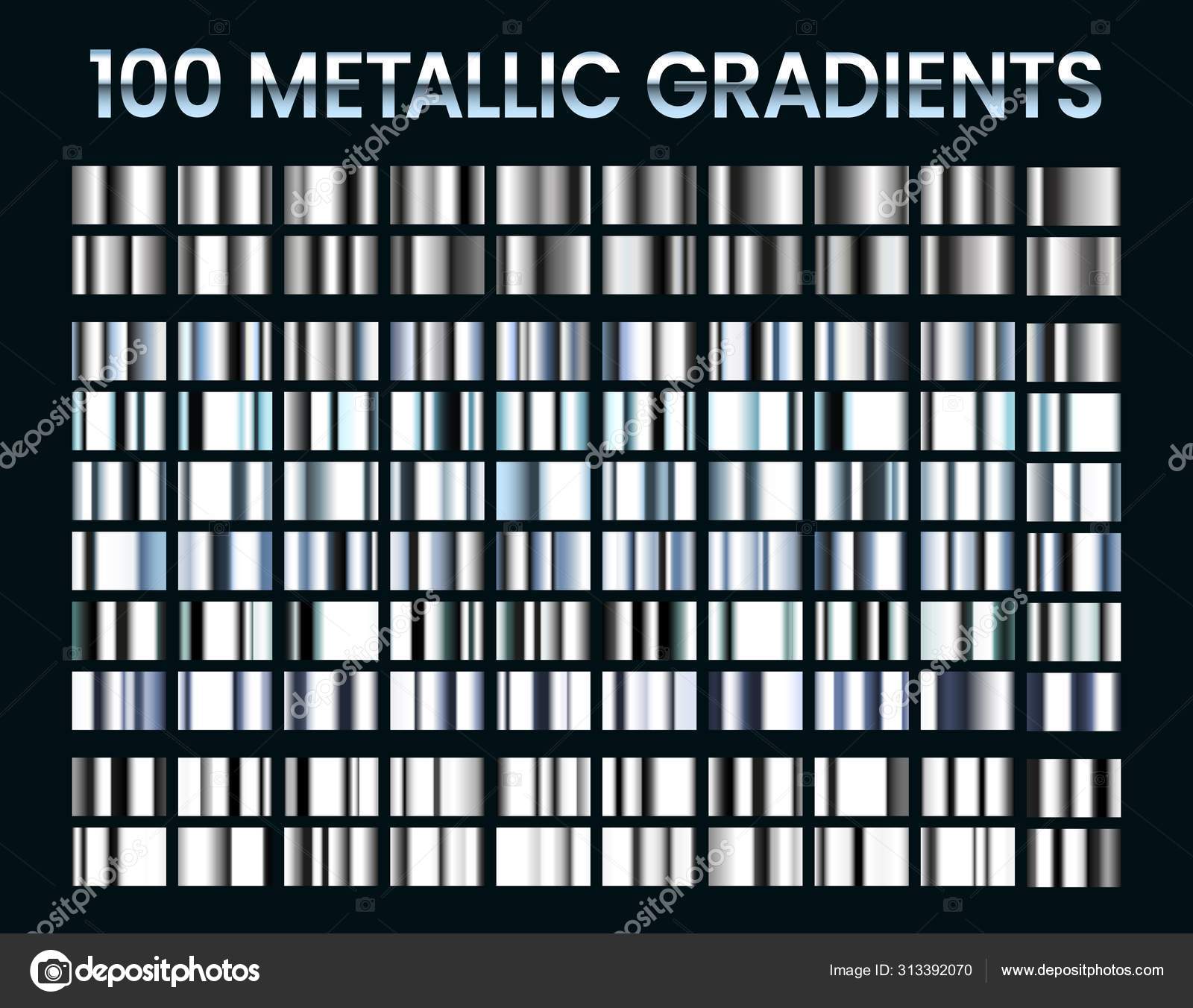 Metallic gradients. Shiny silver gradient, platinum and steel metal ...