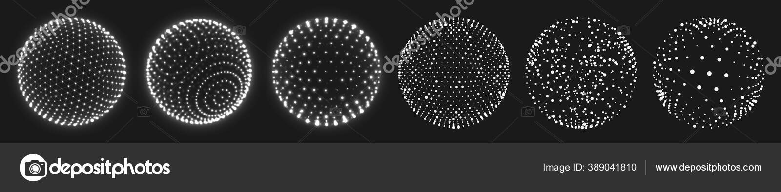 Abstract grid sphere. Realistic 3D globes set with dots and net or ...