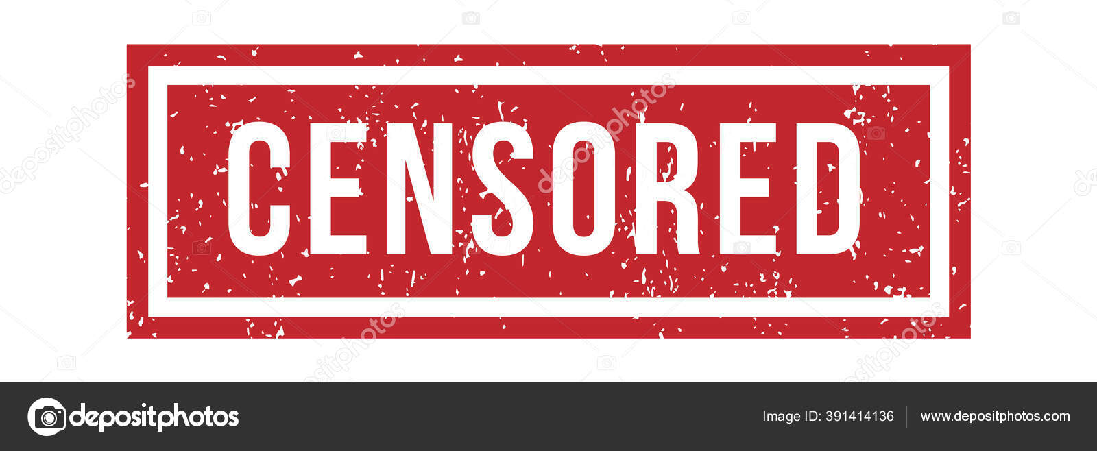 Red grunge censored word rubber stamp sign. Scratched seal in ...