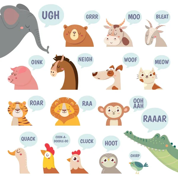 Cute Animals Emitting Sounds and Tooting Vector Set Stock Vector Image ...