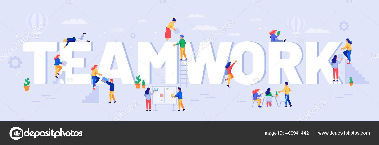 Teamwork illustration, team work communication and partnership Stock ...