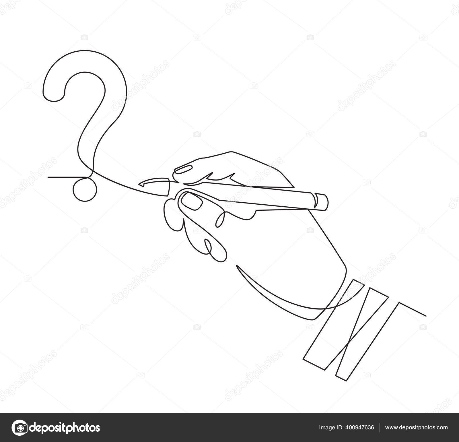 Hånd skriver spørgsmålstegn. Skitse en linje hånd tegne spørgsmålstegn ...