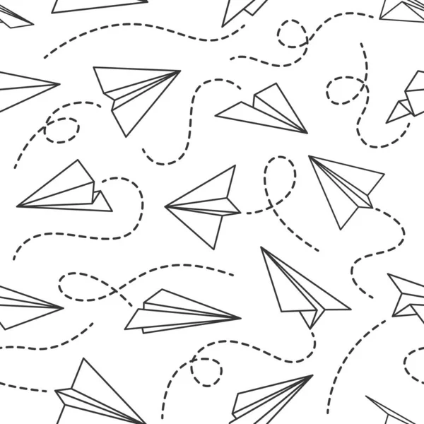 Paper plane seamless pattern. White flying airplanes in blue sky ...