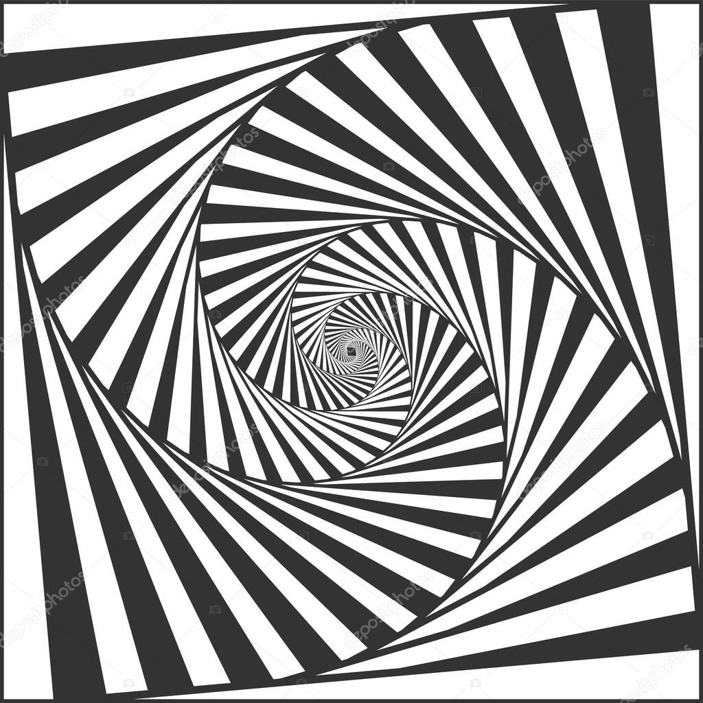 Ilusi n espiral ptica. Tiras alternas en blanco y negro creando efecto hipn tico, giro geom ...