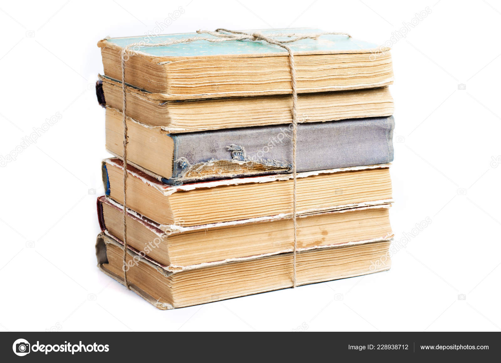 Old Books Crumpled Torn Covers Tied Rope Stock Photo by ©Mitand73 228938712