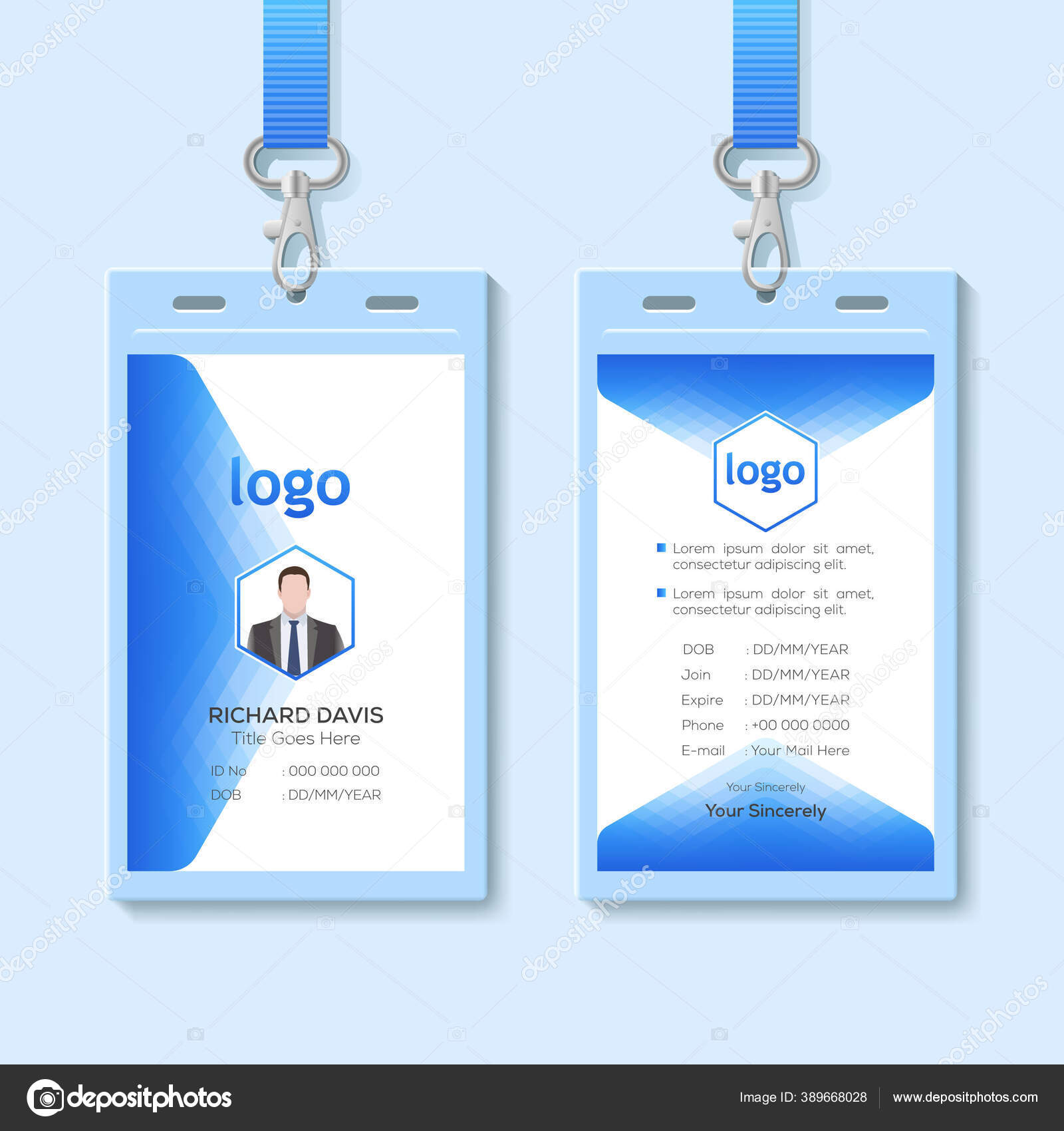 Empty Id Card Key Chain