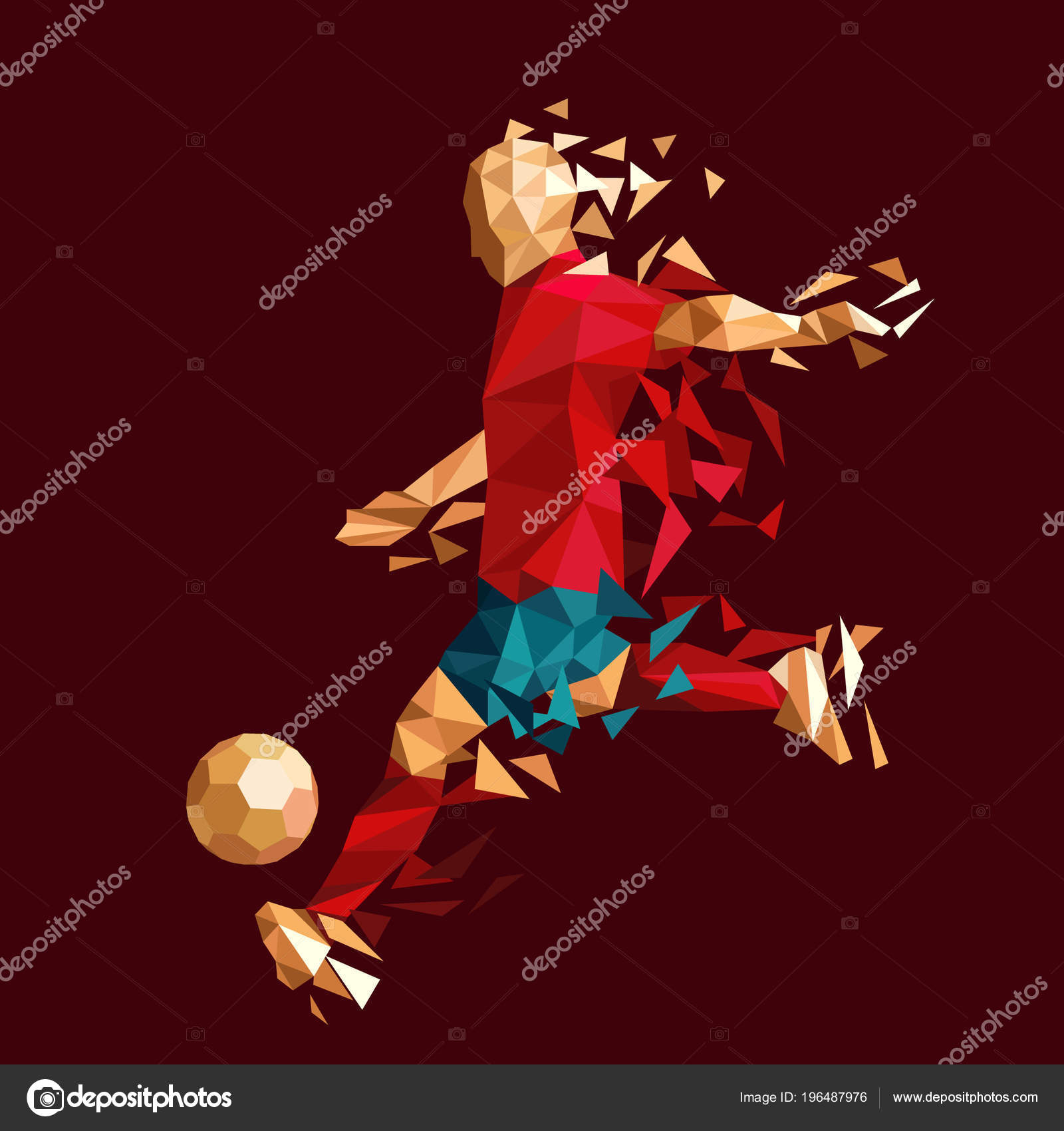 Vector Illustration Soccer Football Player Low Poly Style Concept World ...