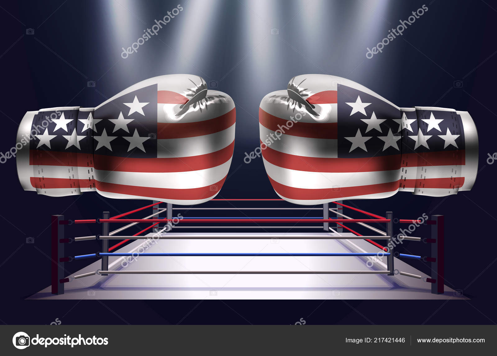 Boxing Gloves Print National Flags Usa Isolated Boxing Ring Background ...