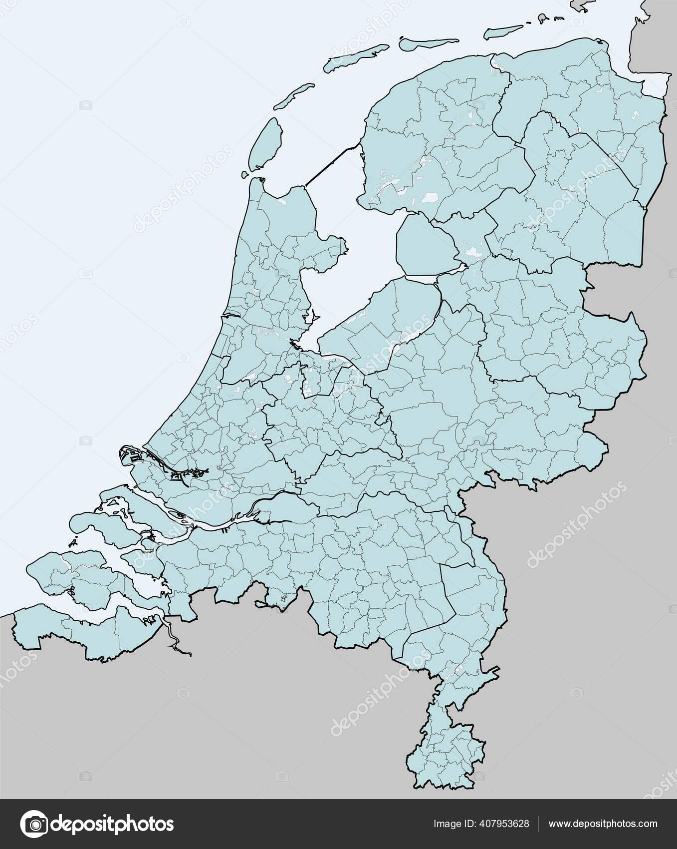 Detailed Map Netherlands Stock Vector Image by ©BlackLava36 #407953628