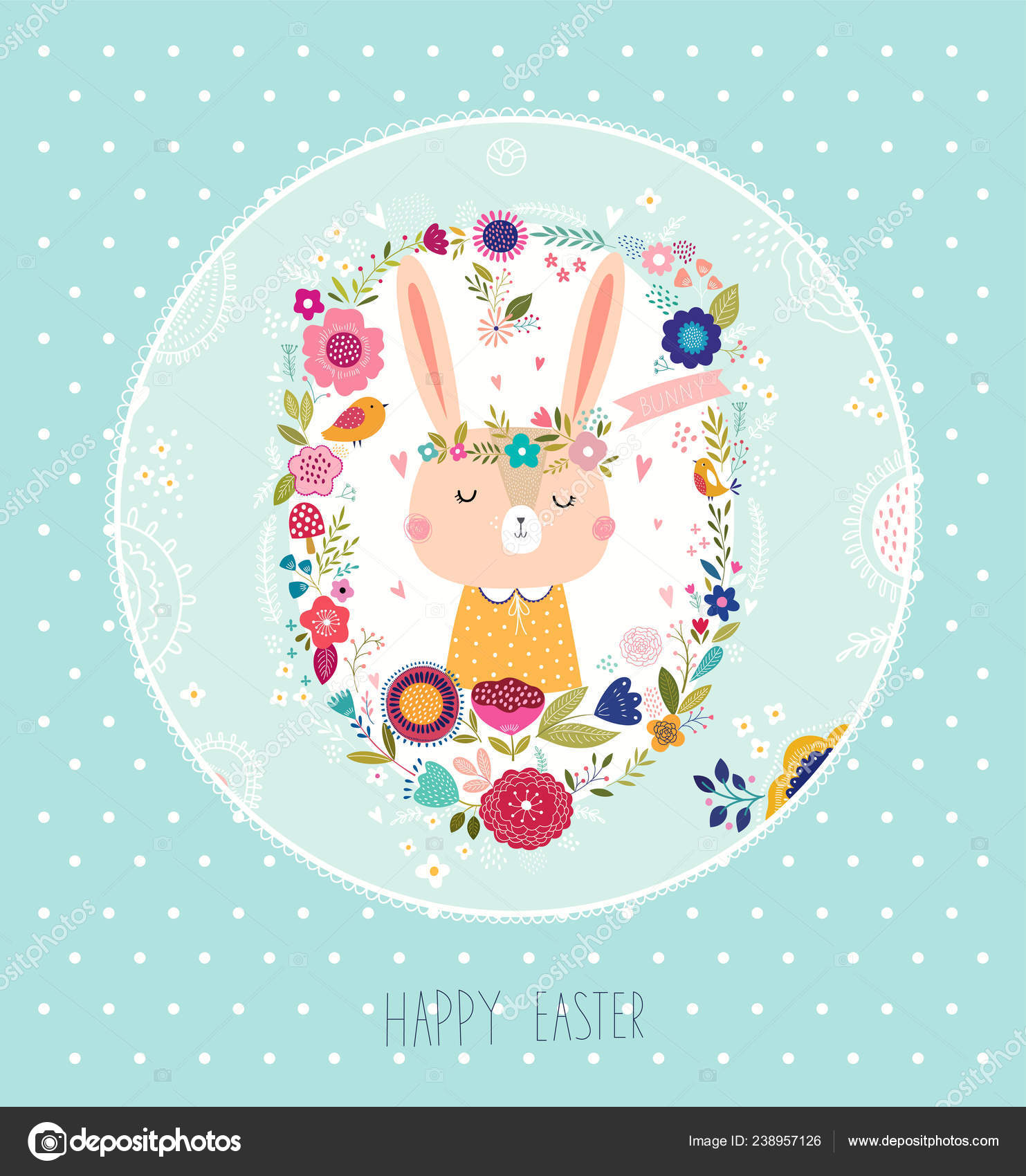 Vector Illustration Cute Bunny Flowers Stock Vector Image by ©Molesko ...