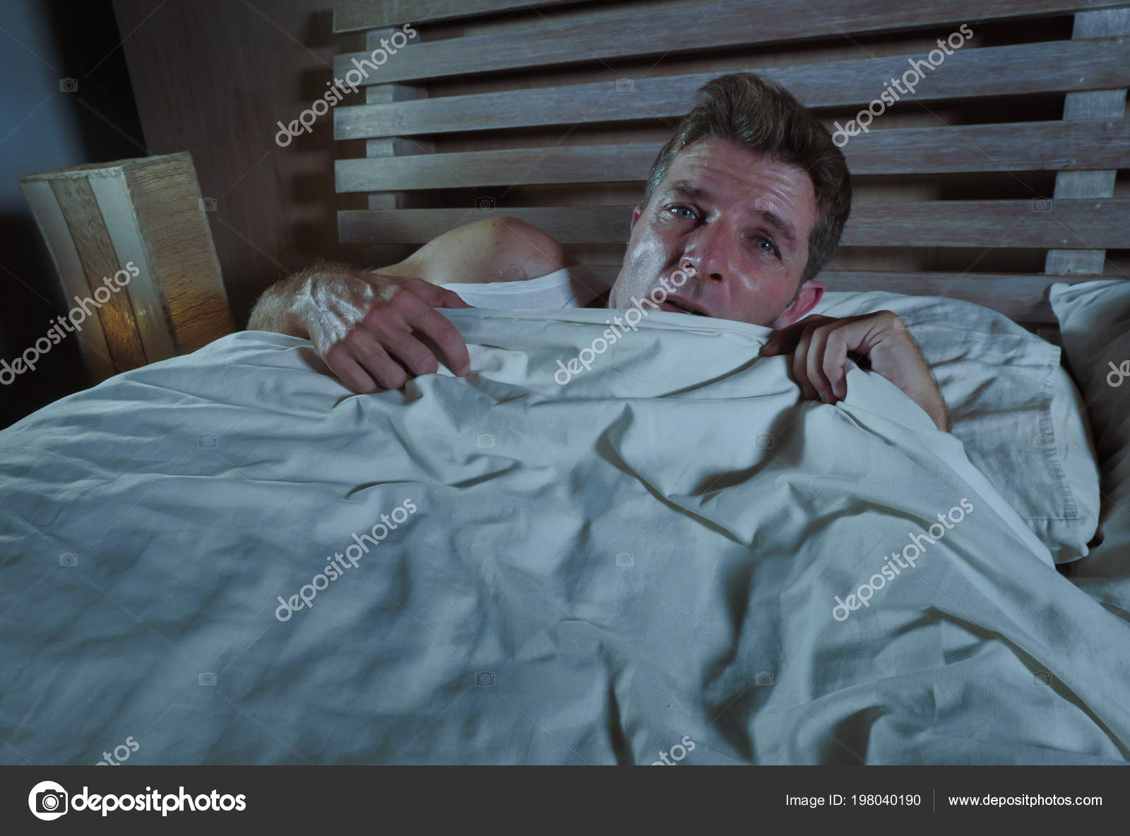 Man Scared In Bed