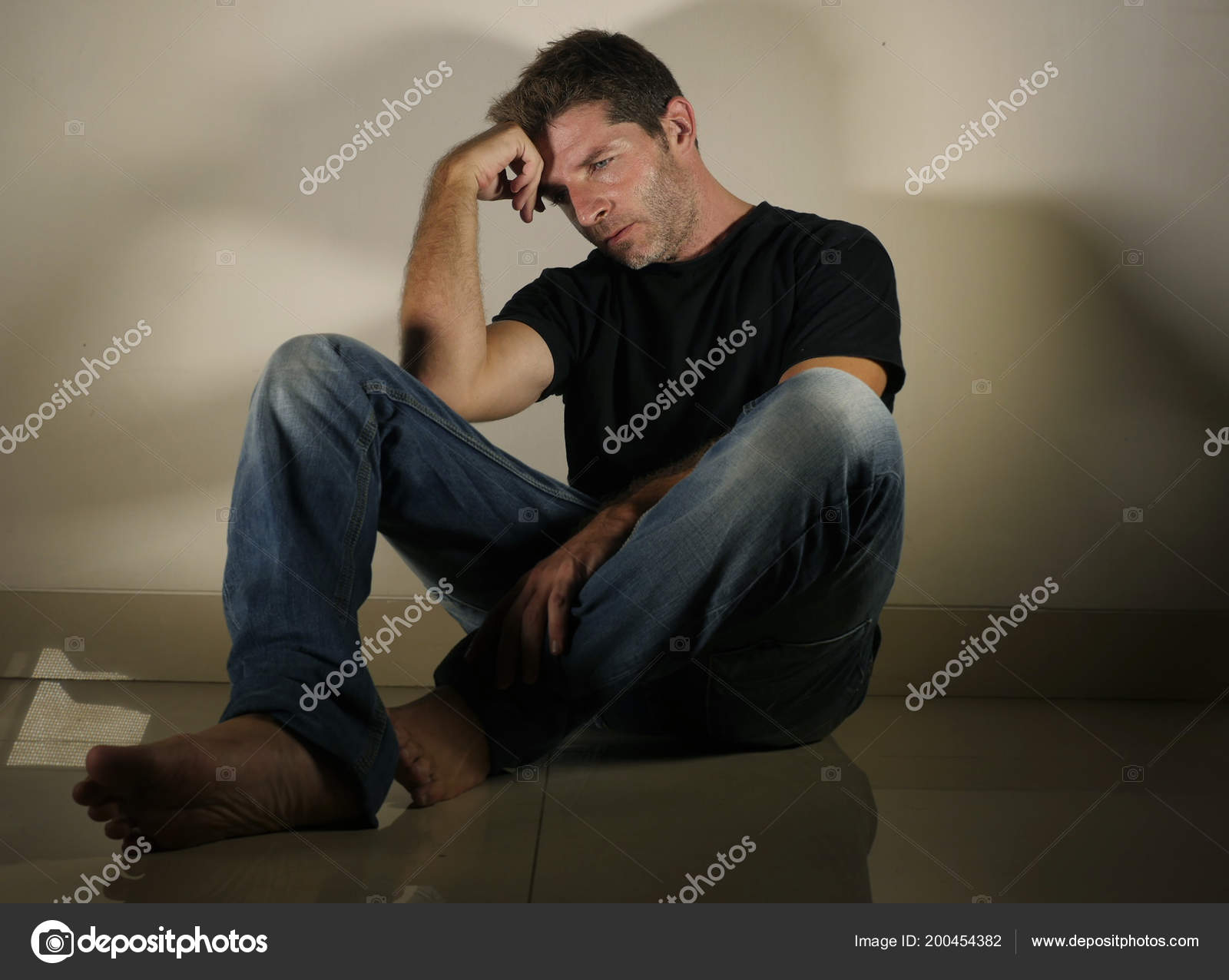 Man Crying Alone