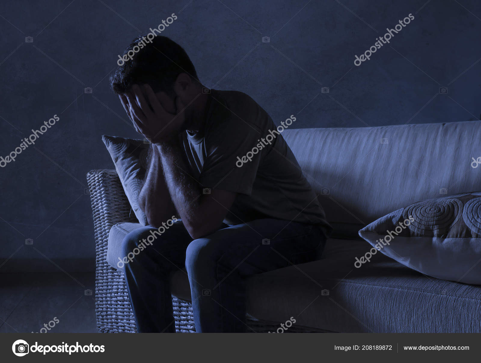 Lifestyle Dramatic Light Portrait Young Sad Depressed Man Sitting Shady ... Lifestyle Dramatic Light Portrait Young Sad Depressed Man Sitting Shady ...