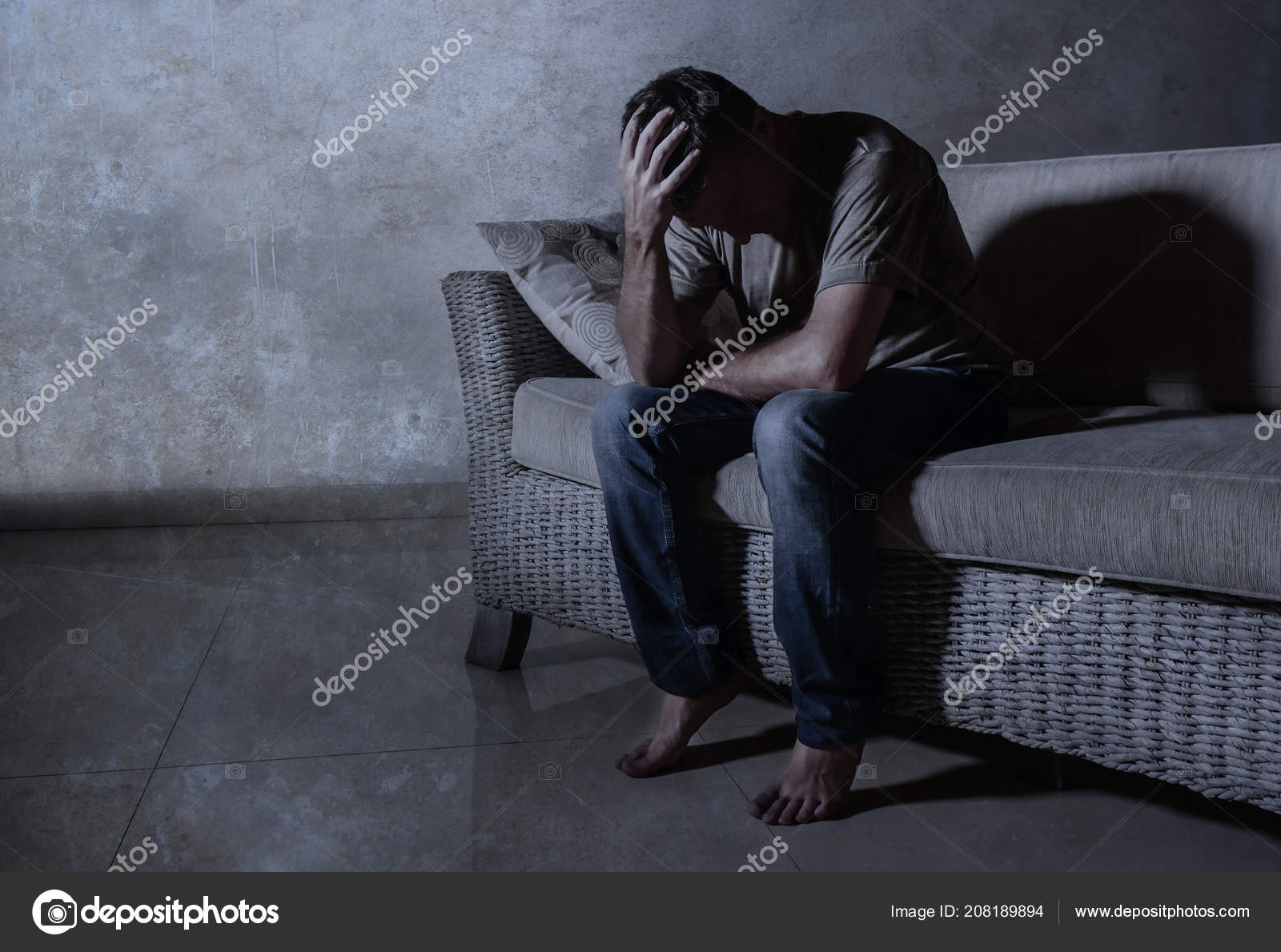 Lifestyle Dramatic Light Portrait Young Sad Depressed Man Sitting Shady ... Lifestyle Dramatic Light Portrait Young Sad Depressed Man Sitting Shady ...