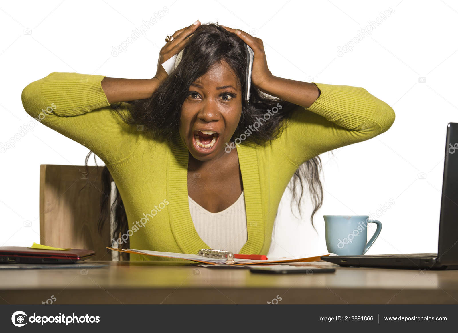 Young Attractive Stressed Overworked Black African American Business ...