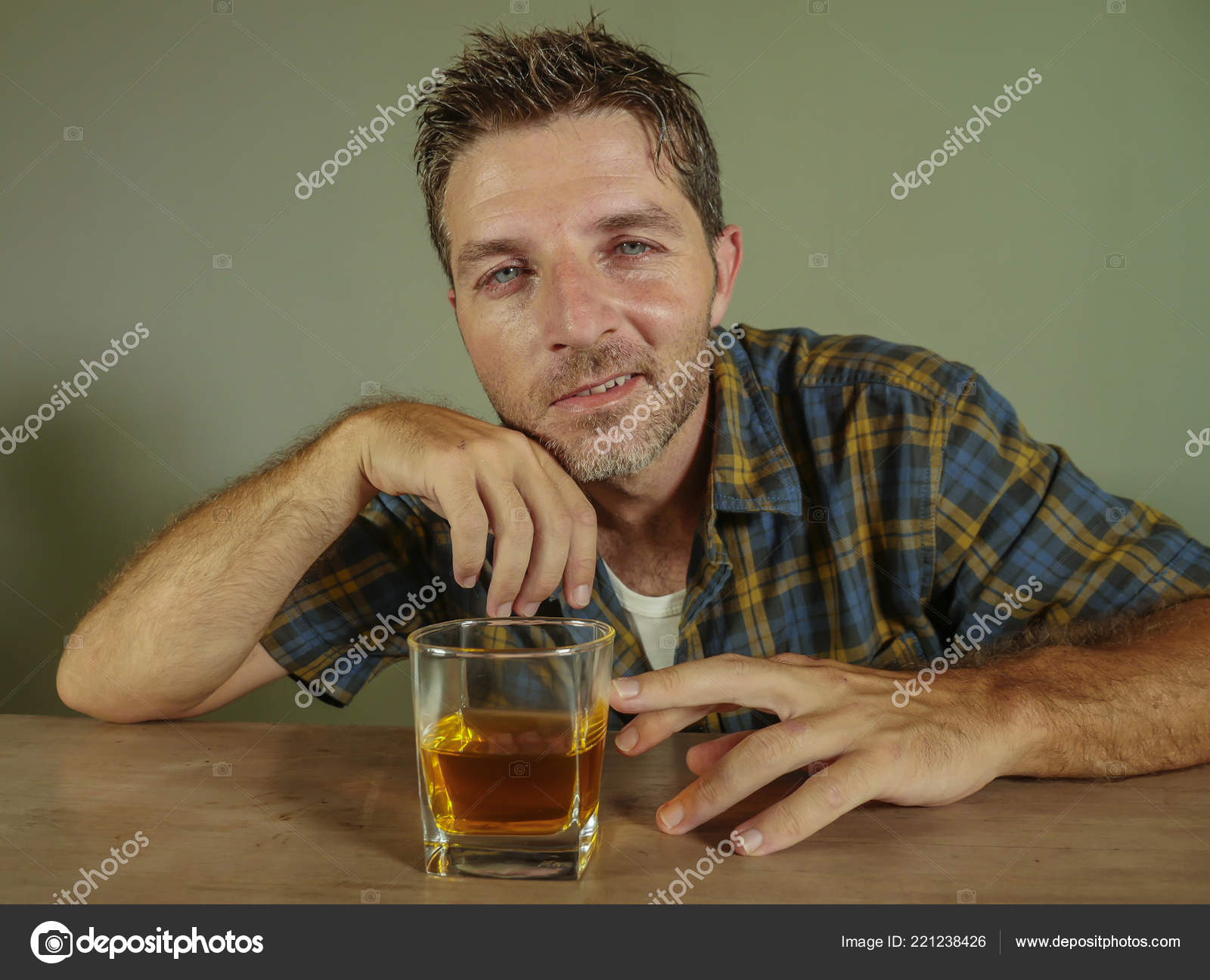 Young Drunk Addict Alcoholic Man Drinking Whiskey Glass Intoxicated Wasted Stock Photo by ...