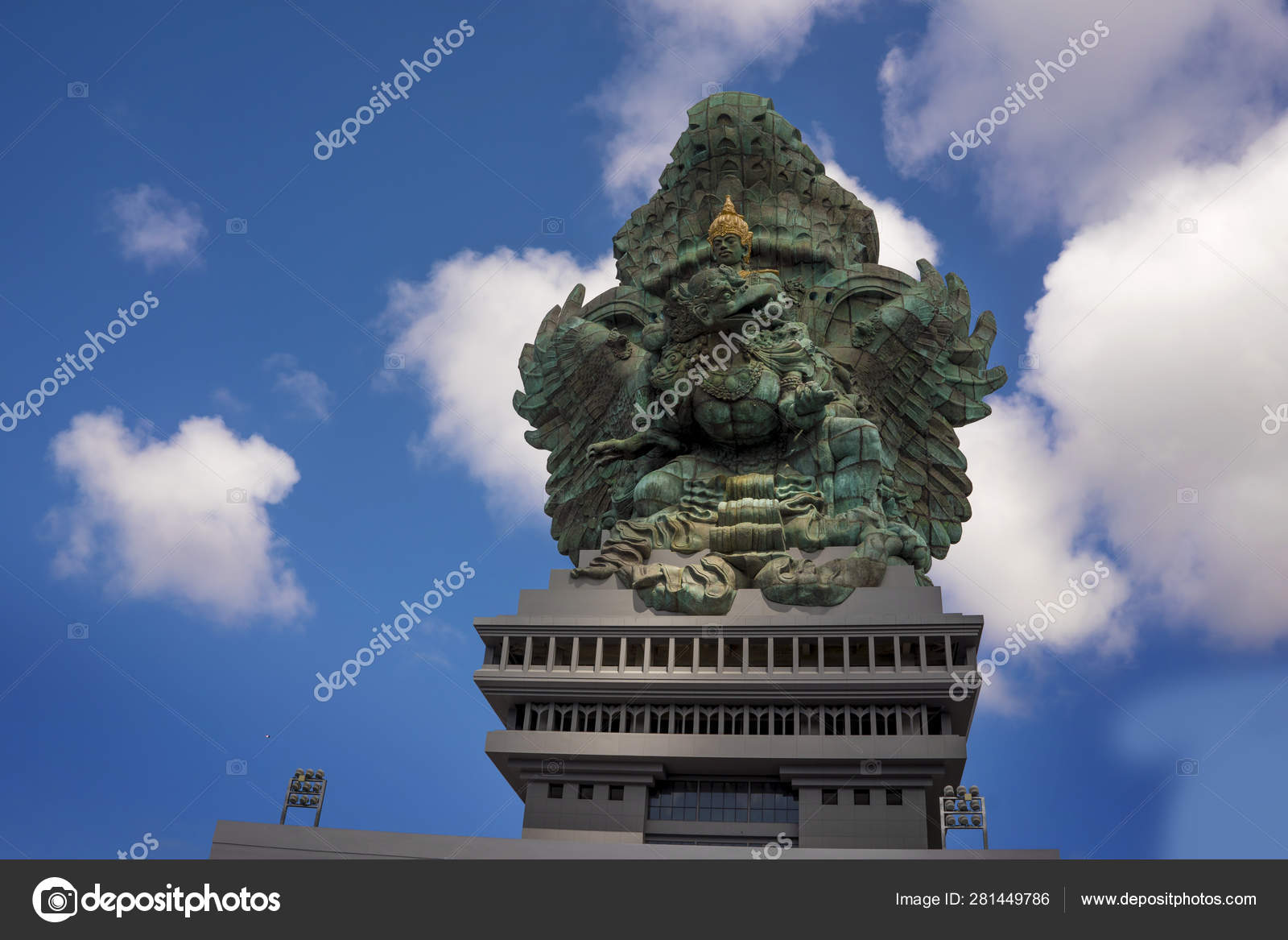 Impressive view of Garuda Wisnu green copper statue inspired in Hindu ...