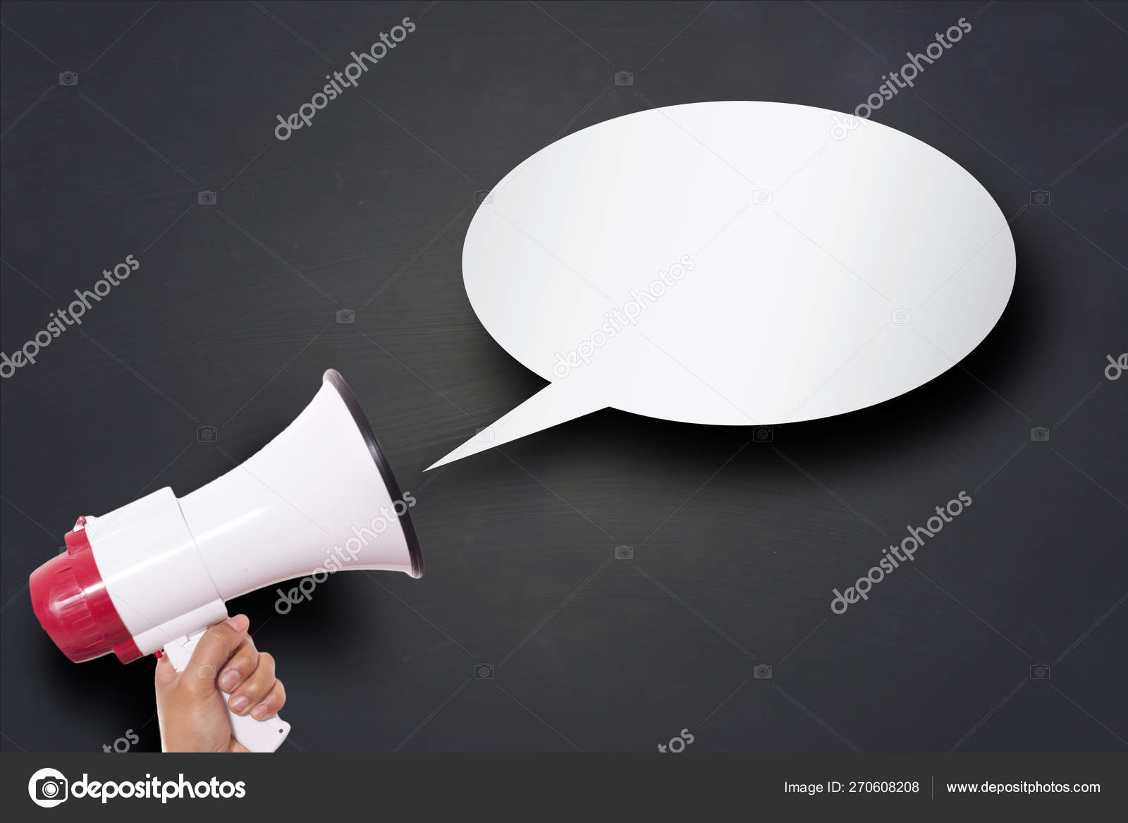 Hand Holding Megaphone with Speech Bubble — Stock Photo © airdone ...
