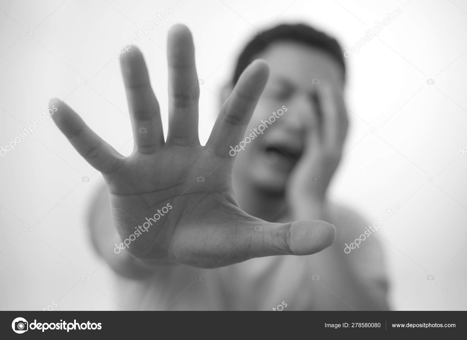 Crying Sad Young Man Showing Surrender Gesture — Stock Photo © airdone ...