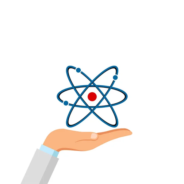 Atom icon over hands vector, atom symbols on white background. Stock ...