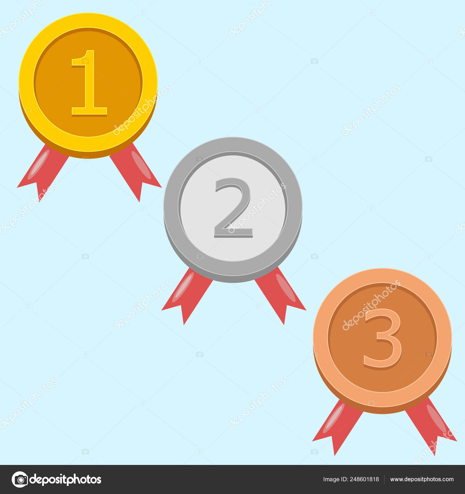 Gold, silver, bronze medal for 1st, 2d, 3rd place. Golden, trophy ...