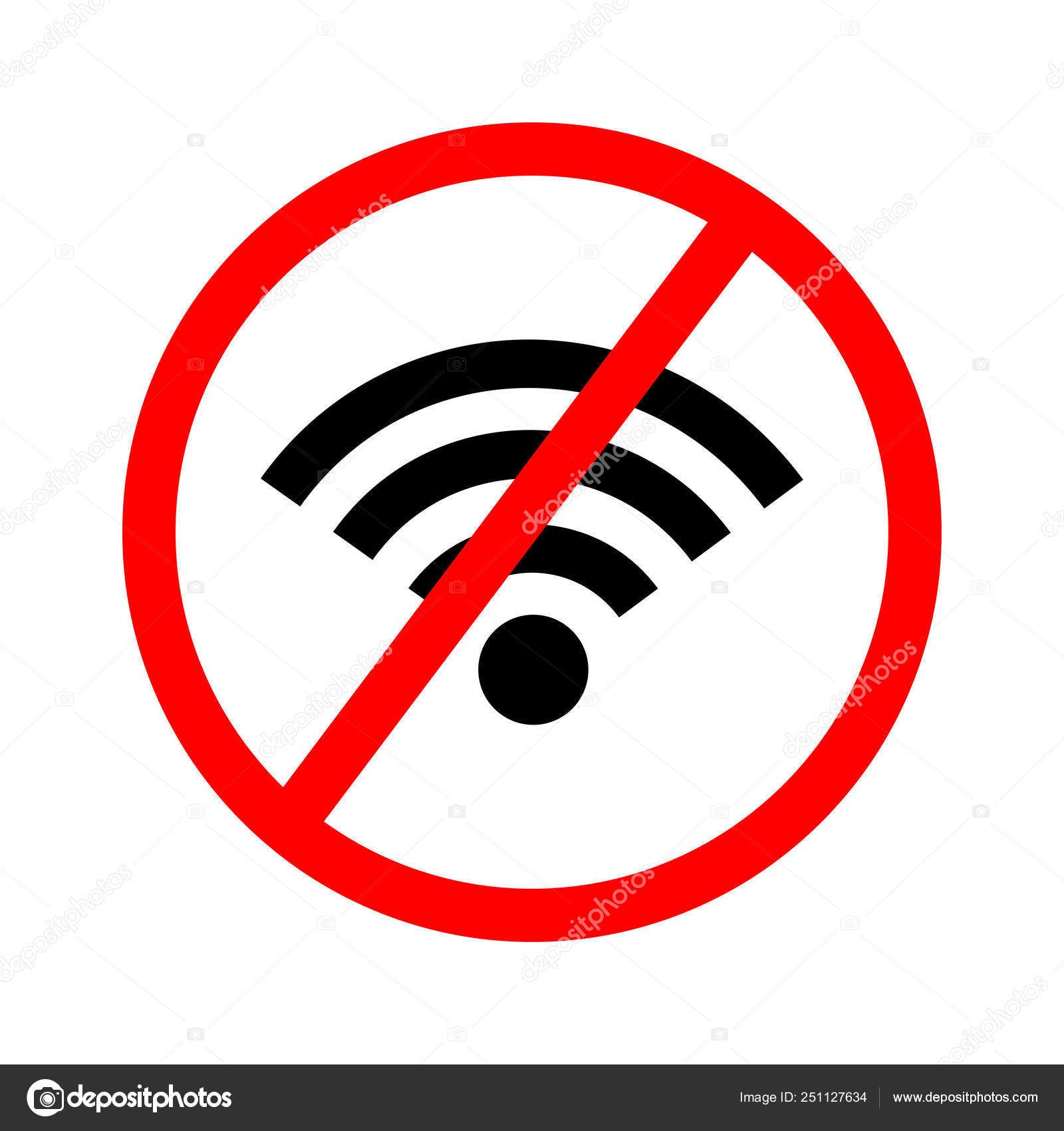 Free WiFi icon with forbidden sign isolated on white background. Stock ...