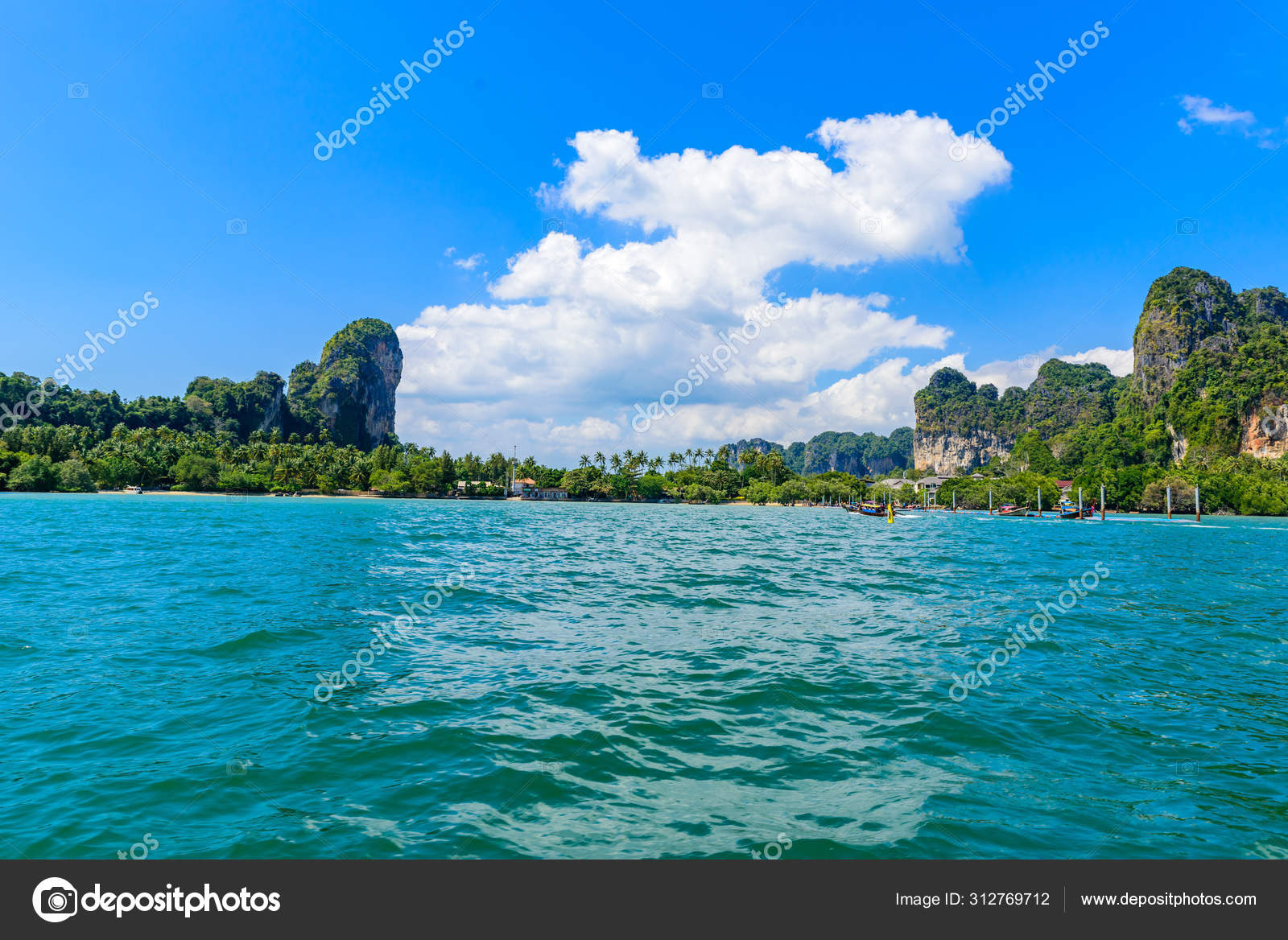 Railay East Beach Beautiful Bay Krabi Province Tropical Coast Paradise ...