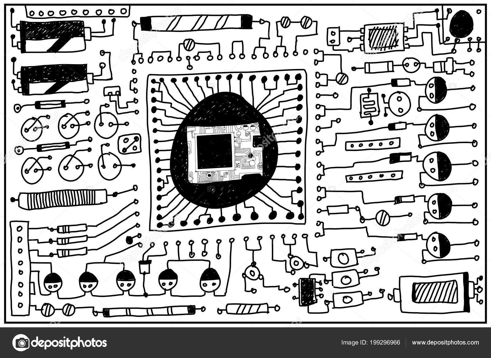 Circuit Board Hand Drawn Stock Photo by ©eevl 199296966