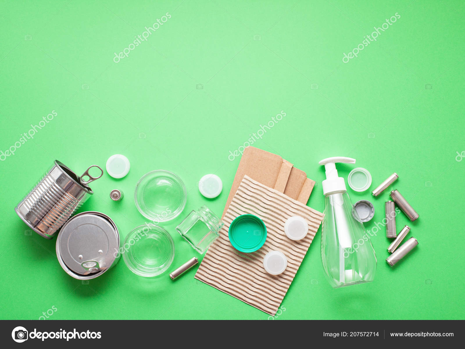 Flat Lay Different Wastes Wastes Ready Recycling Plastic Glass Paper ...