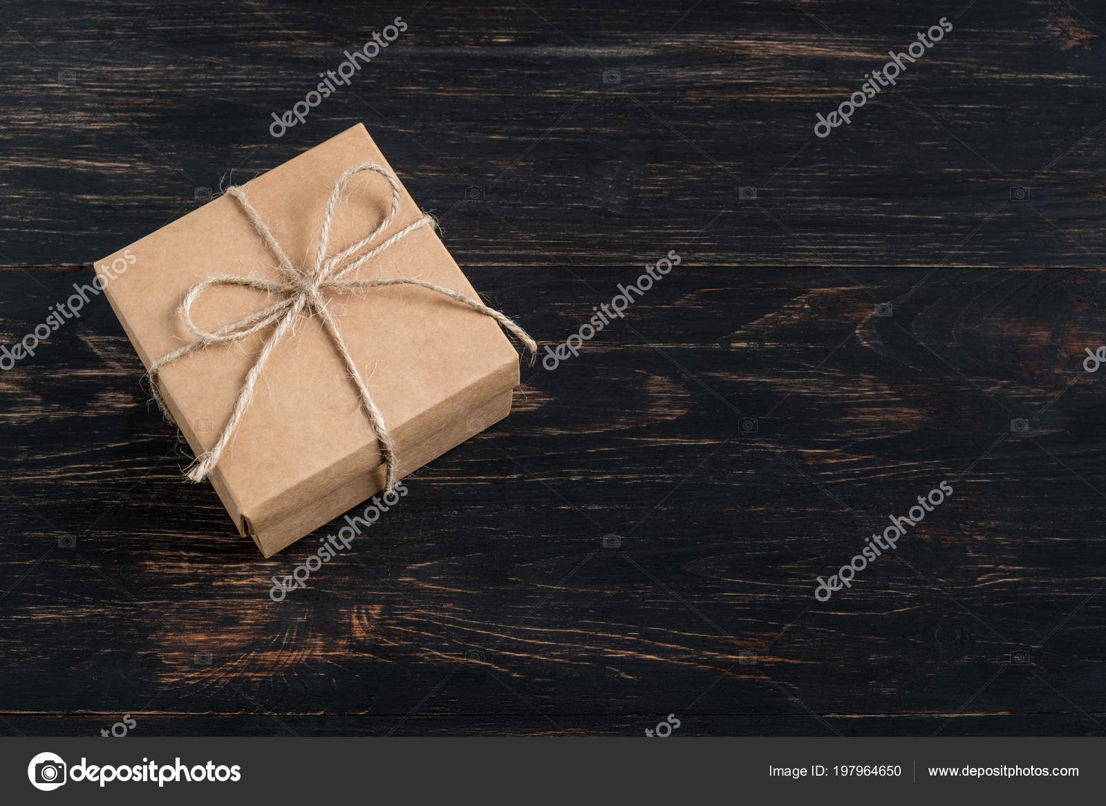 Gift Box Tied String Dark Wooden Background Stock Photo by ©4solidwork ...