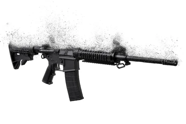 modern black rifle breaks down into particles. dispersion effect. no ...