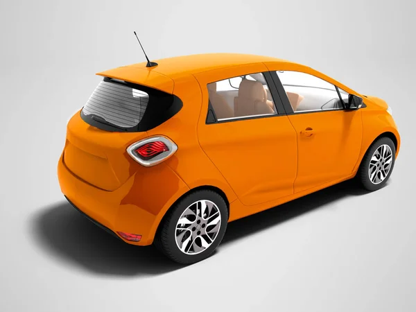 Modern Orange Electric Car Hatchback Carrying Passengers Rear Rendering ...