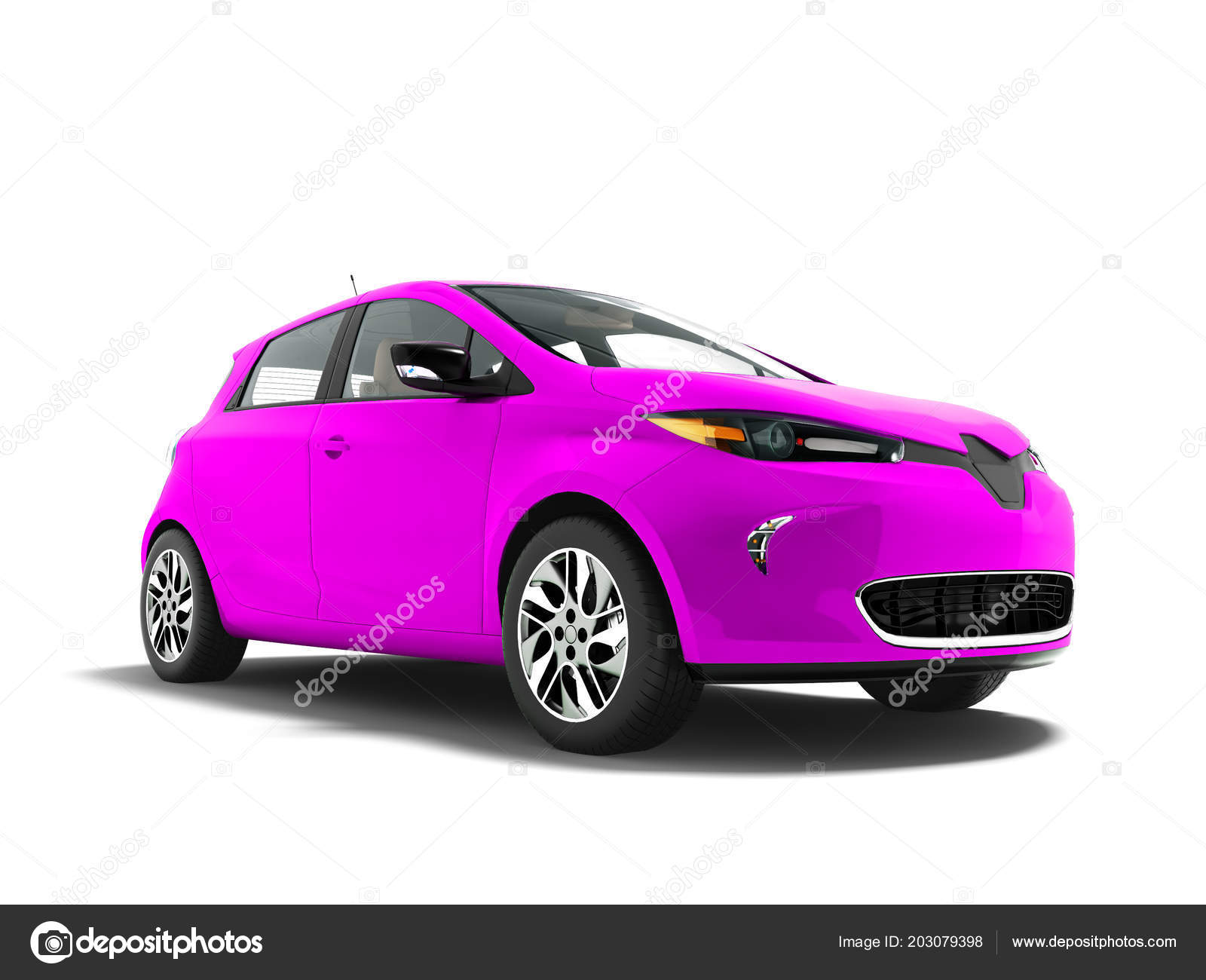 Moderno Coche Eléctrico Violeta Para Viajes Playa Hacen Fondo Blanco ...