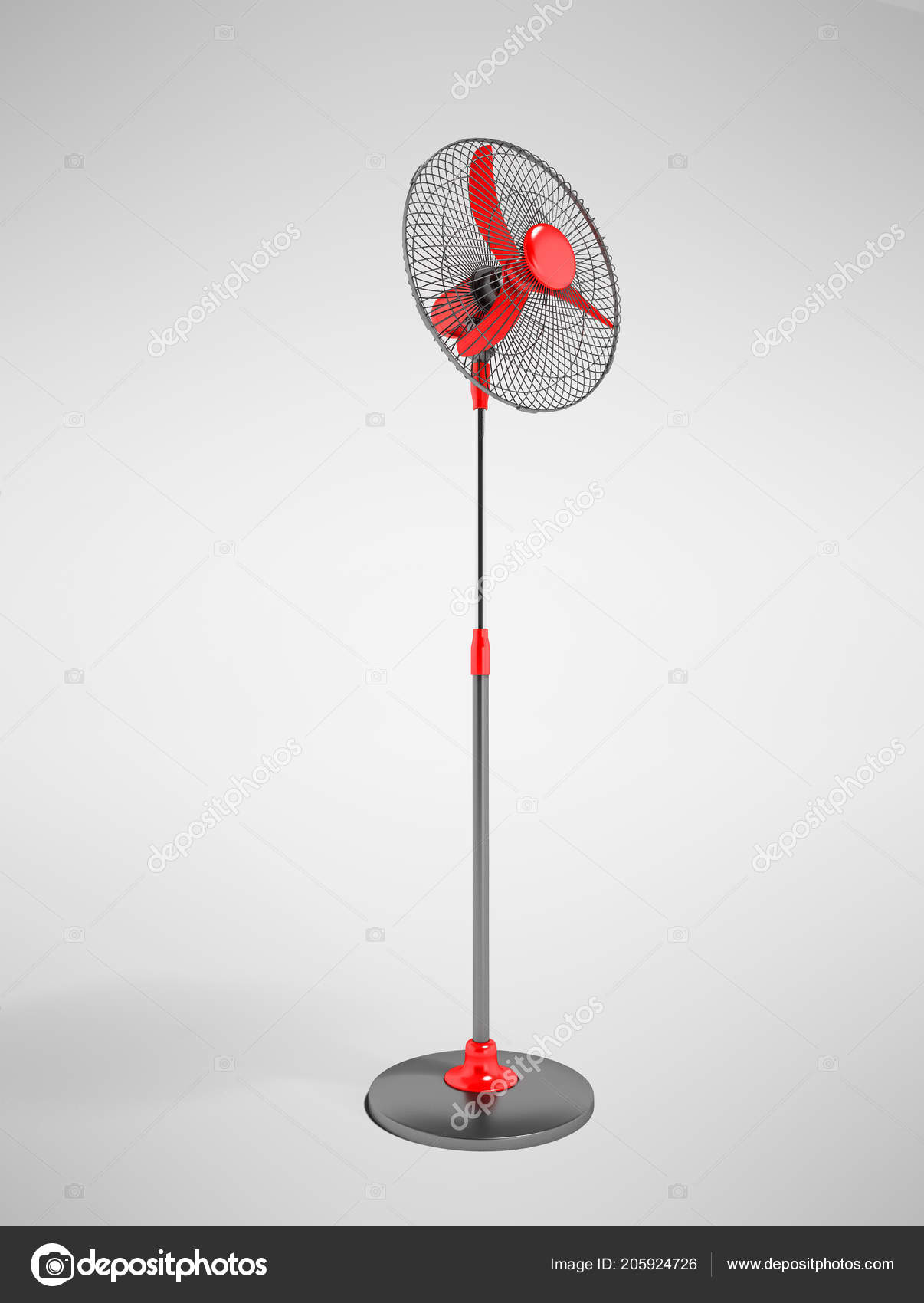 Modern Red Metal Fan Office Cooling Foot Render Gray Background — Stock ...