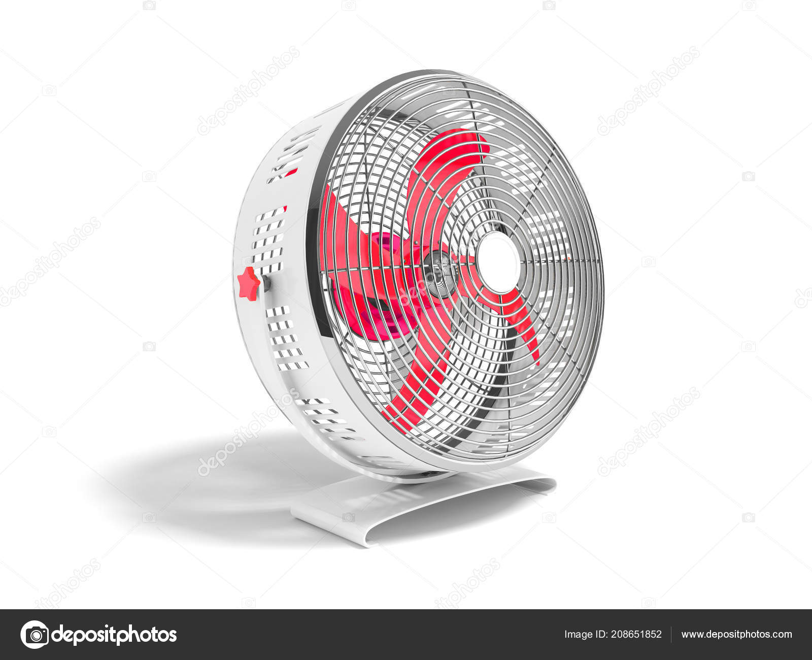 Modern Red Metal Fan Cooling Rendering White Background Shadow — Stock ...