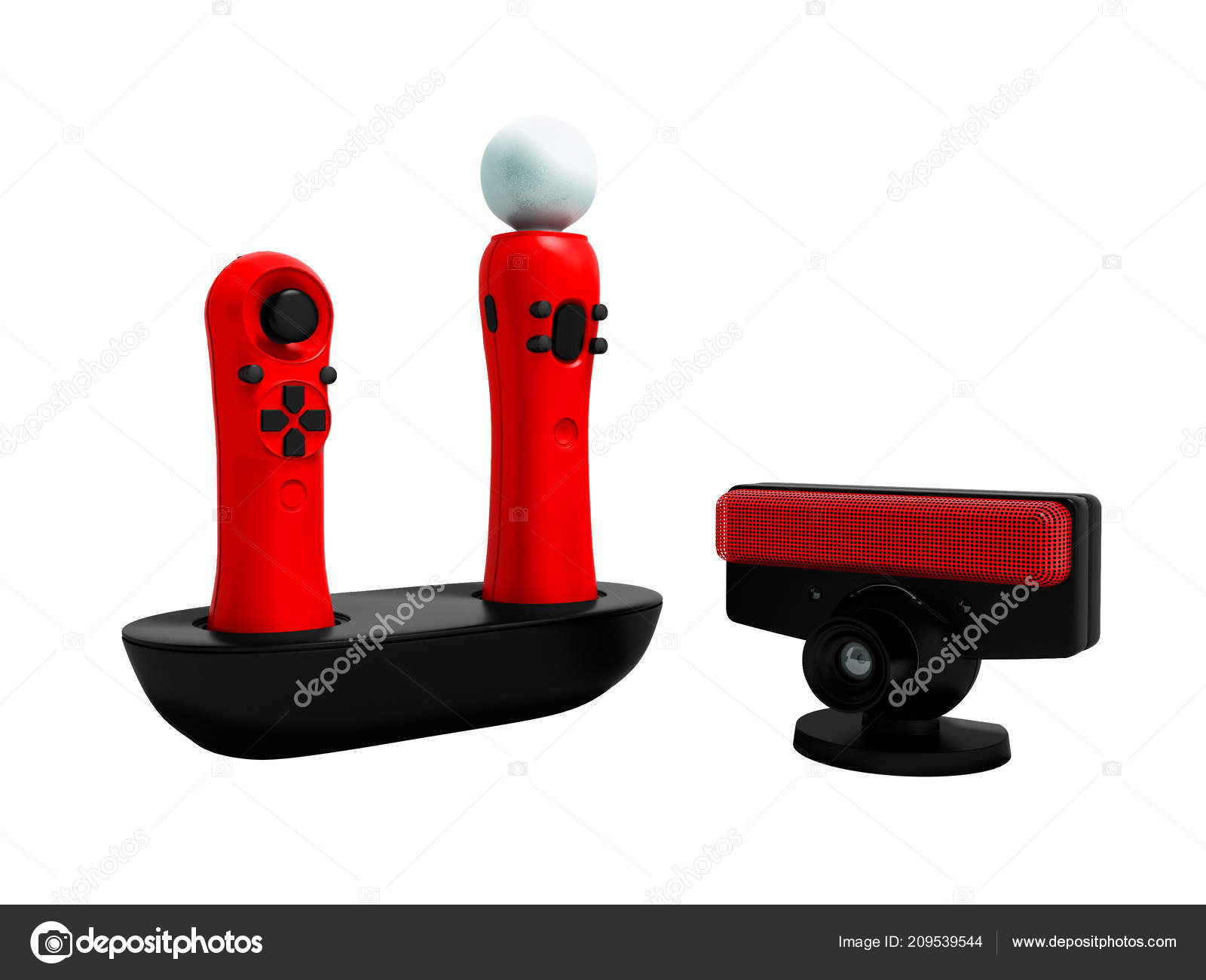 Modern Red Game Controllers Wireless Video Games Motion Sensors Render ...