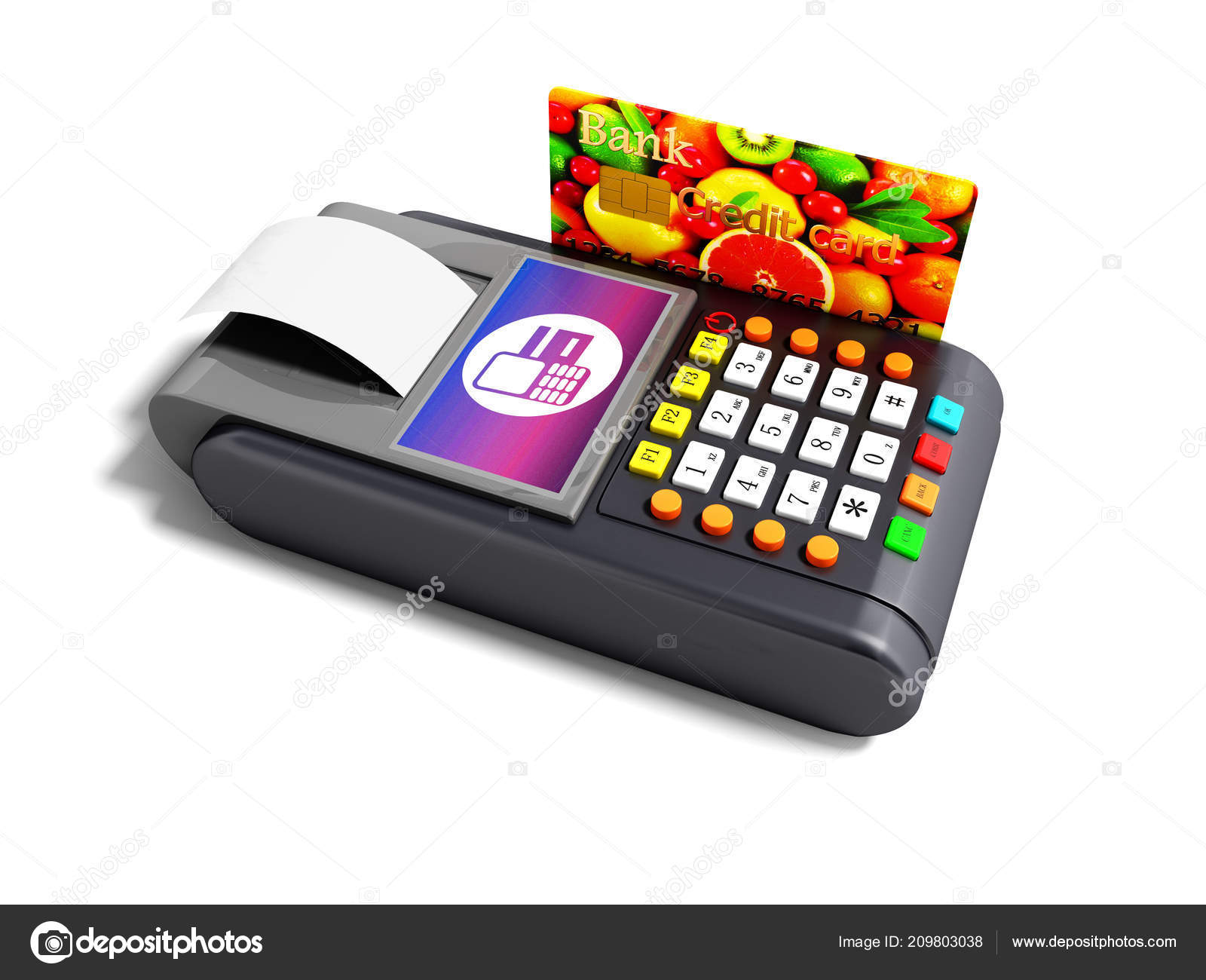Modern Terminal Payment Card Pos Terminal Credit Card Receipt Render ...