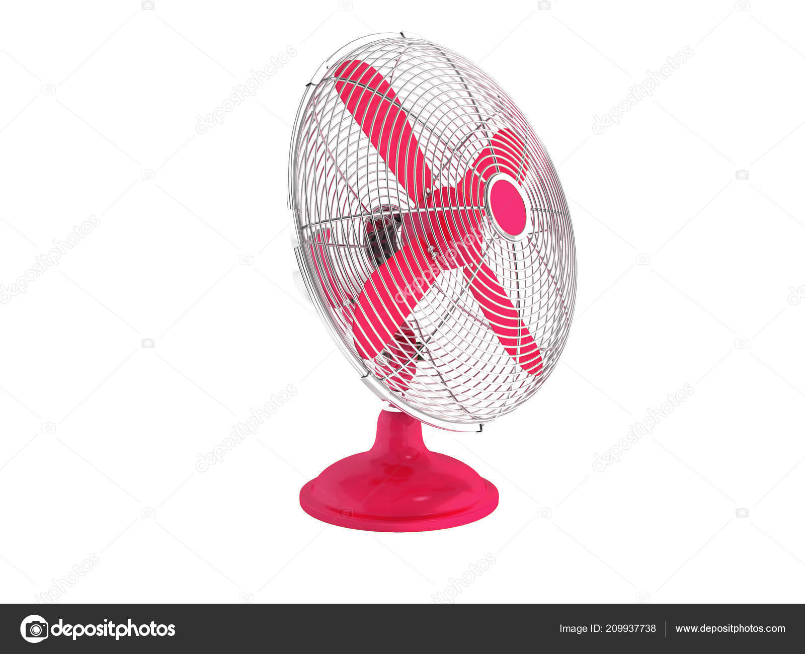 Modern Red Metal Fan Cooling Office Front View Rendering White Stock ...
