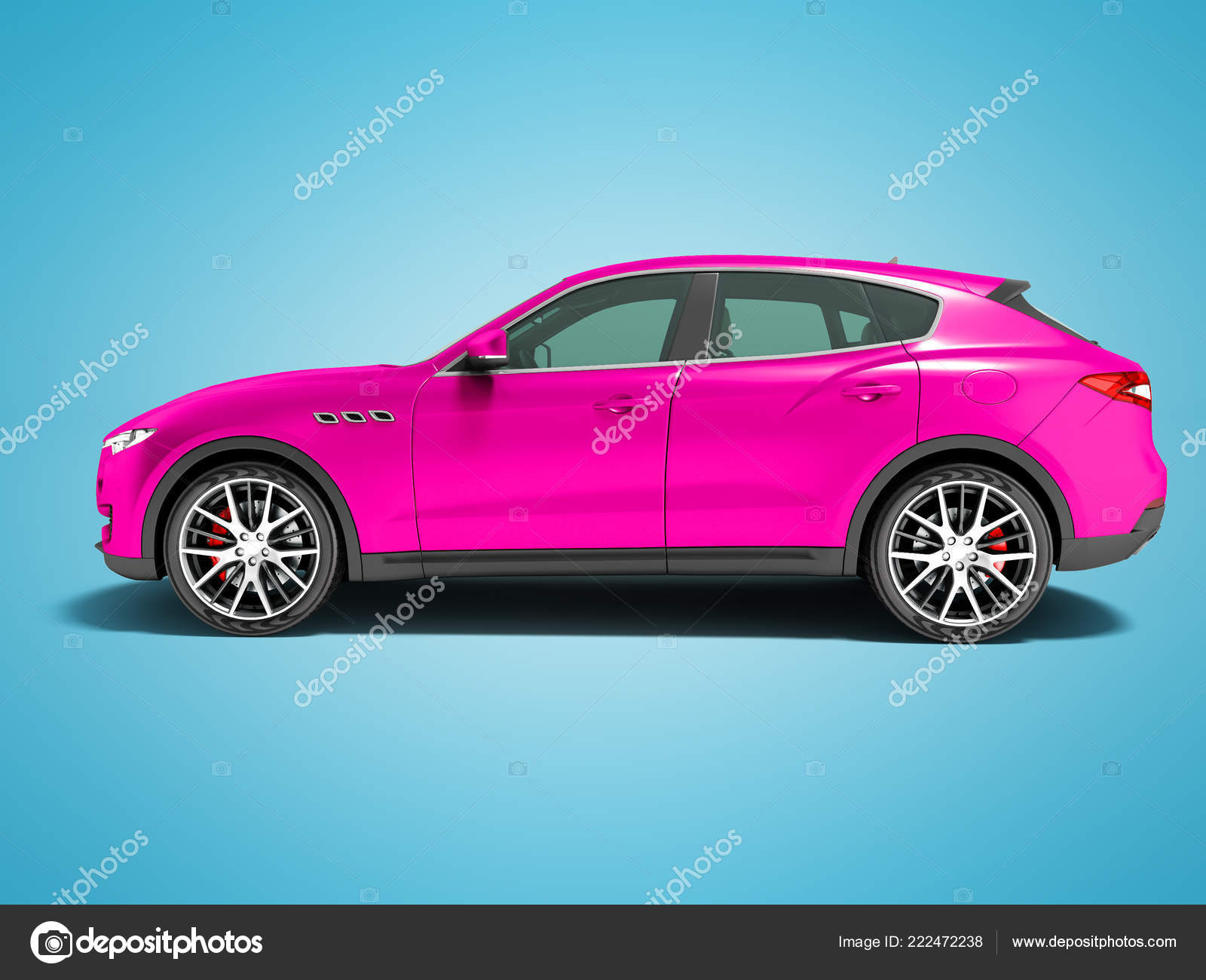 Modern Pink Car Crossover Business Trips Side View Render Blue — Stock ...