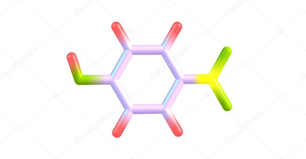 Estructura molecular del 4-nitrofenol aislada en blanco 2024