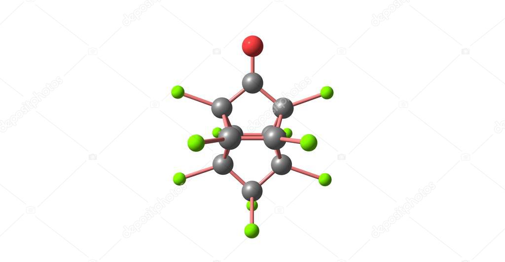 Estructura molecular de Kepone aislada en blanco 2023