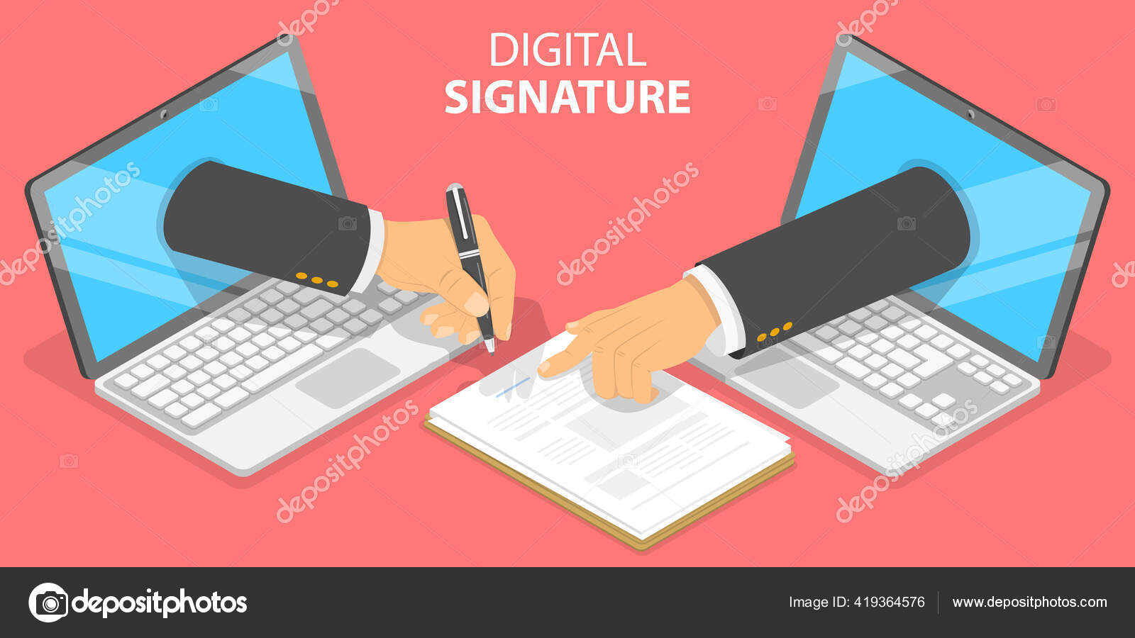 3D Isometric Flat Vector Conceptual Illustration of Digital Signature ...