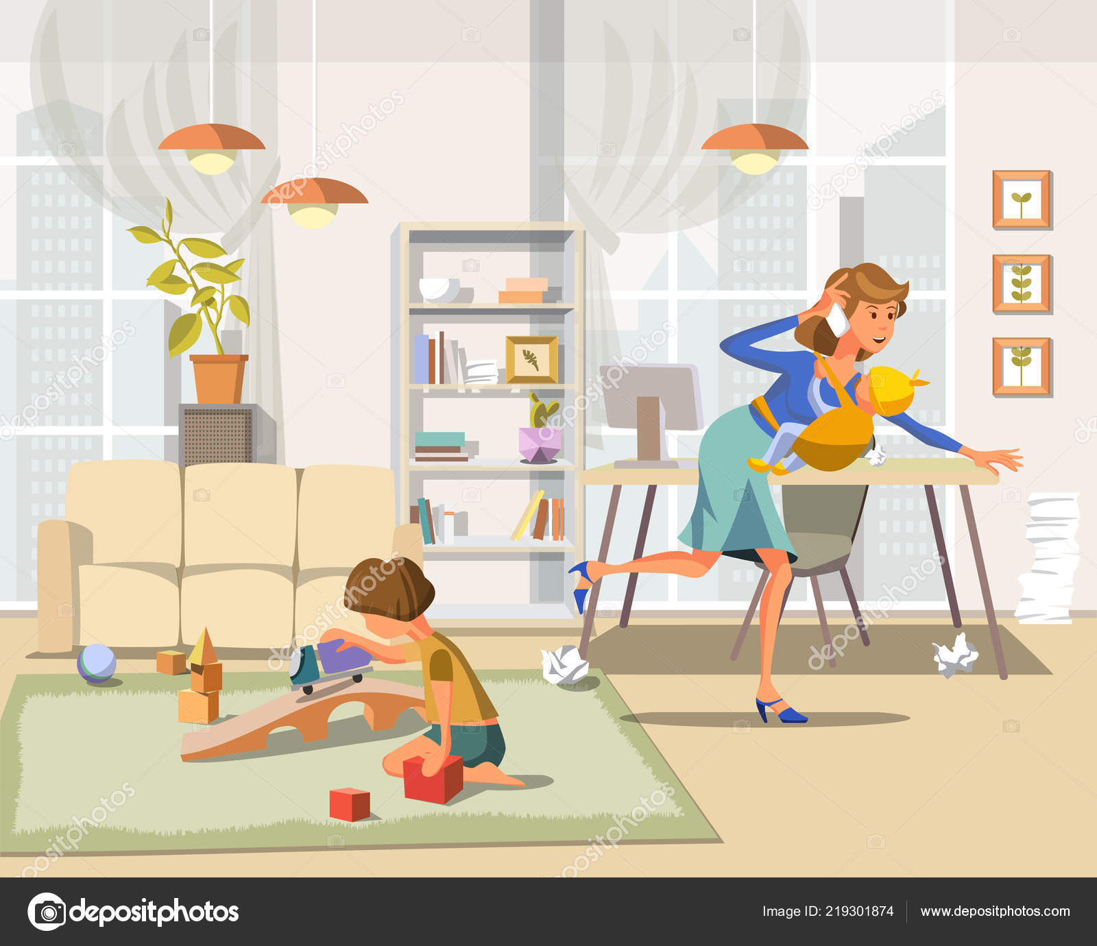 Busy Working Mom Clipart
